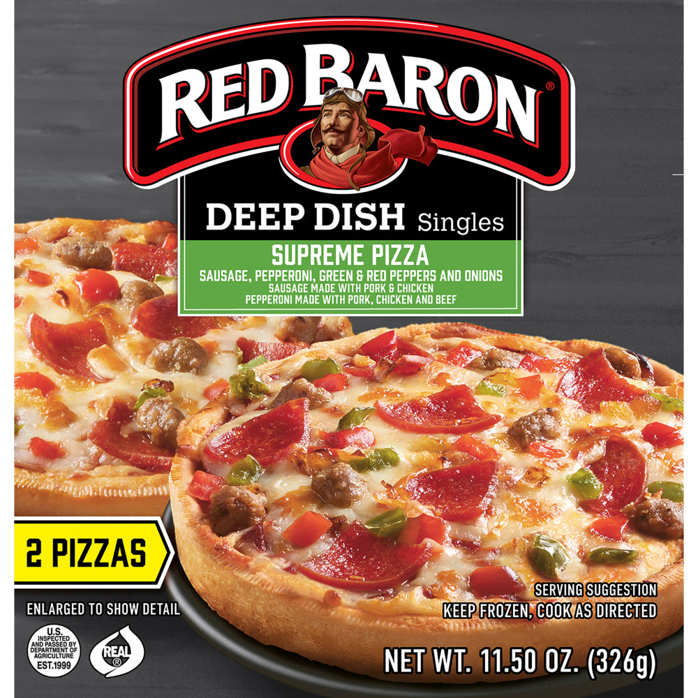 Red Baron® Frozen Pizza – RED BARON® Singles Supreme Deep Dish Pizza