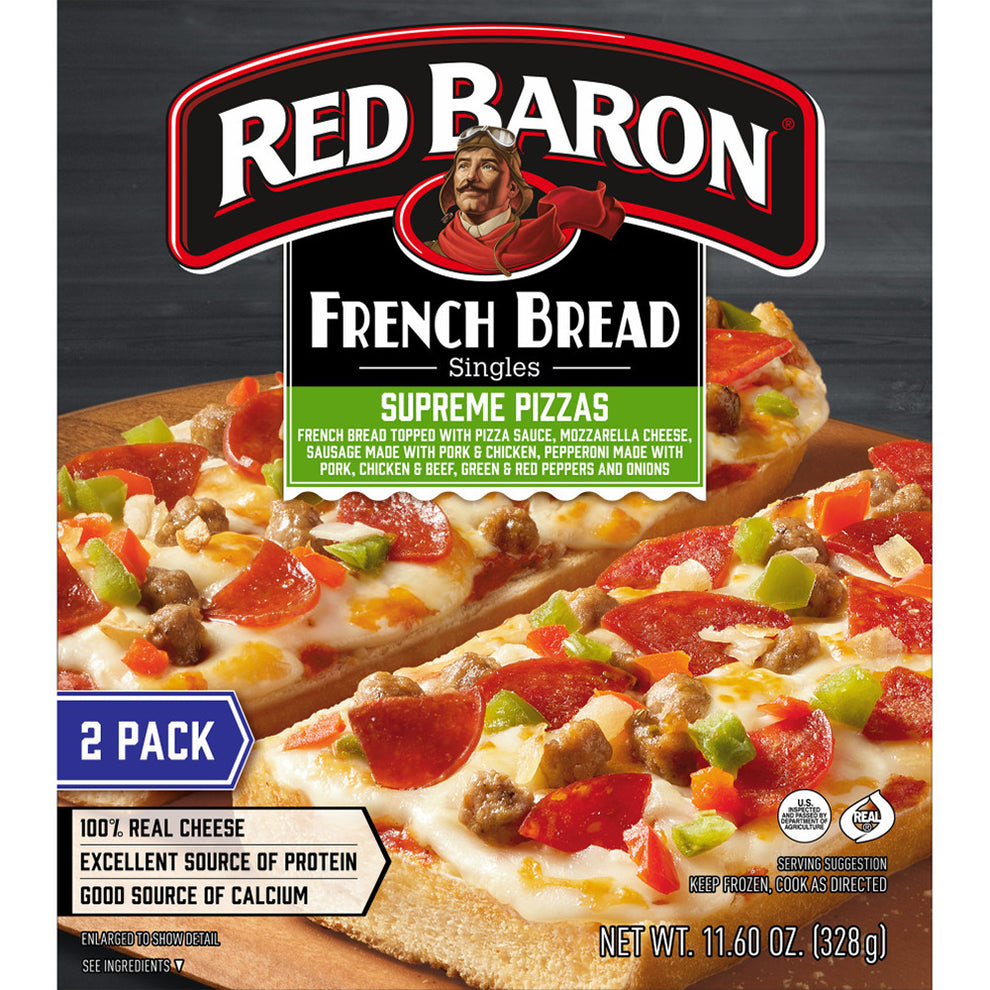 Red Baron® Frozen Pizza – RED BARON® Supreme French Bread Pizza Singles